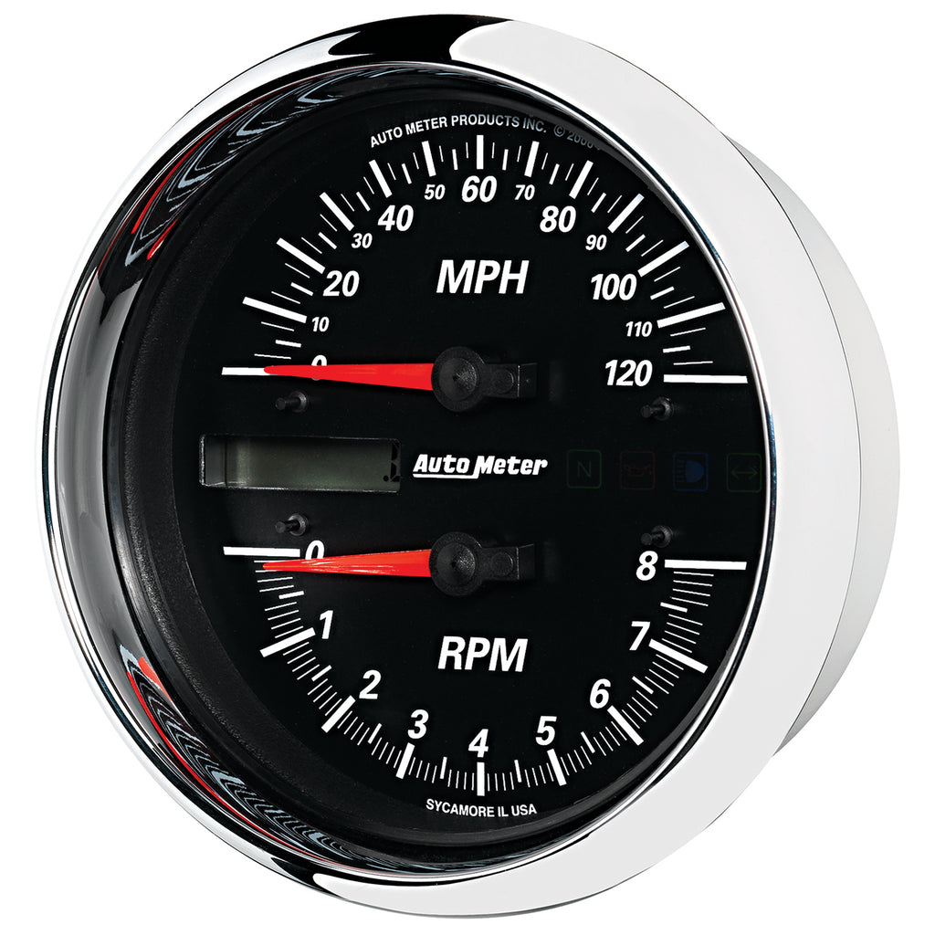GAUGE, TACH/SPEEDO, 4 1/2in, 8K RPM/120 MPH, BLACK, PRO-CYCLE