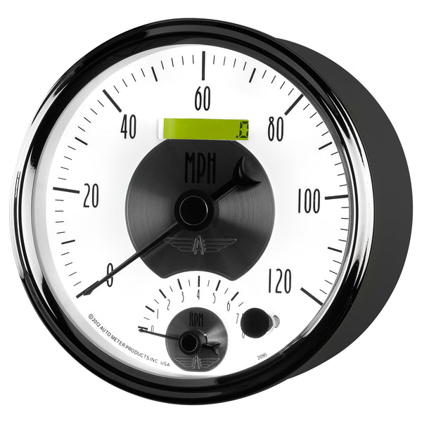 GAUGE, TACH/SPEEDO, 5in, 120MPH & 8K RPM, ELEC. PROGRAM., PRESTIGE PEA