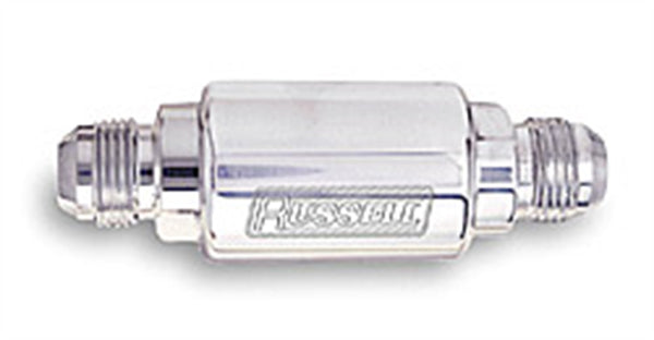 Russell FUEL FILTER; ALUMINUM; COMPETITION; 3in. LONG;-6 MALE IN/OUT;