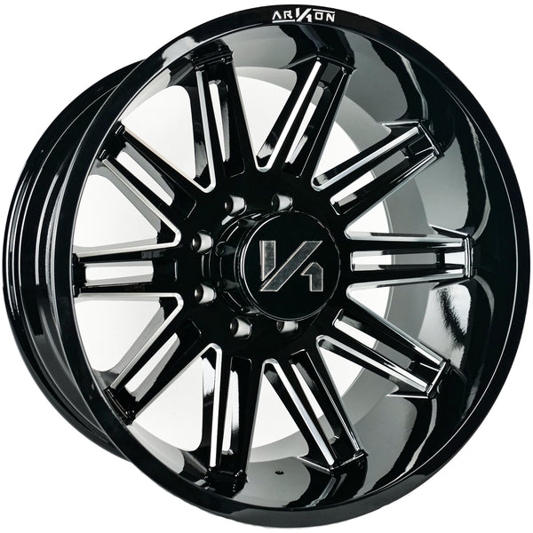 Churchill Off Road Wheels Gloss Black Milled Edges 26x14 8x170 -81 125